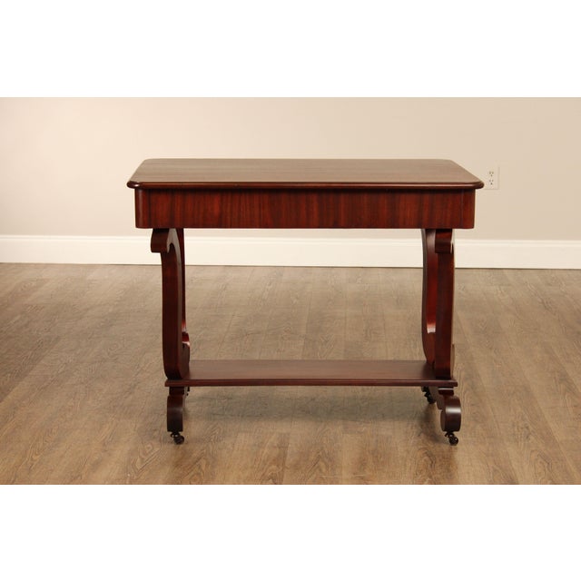 Antique American Empire Style One Drawer Mahogany Library Table Desk ...