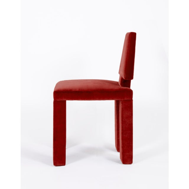 Contemporary Custom Dining Chairs in Crimson Cotton Velvet - Set of 6 ...
