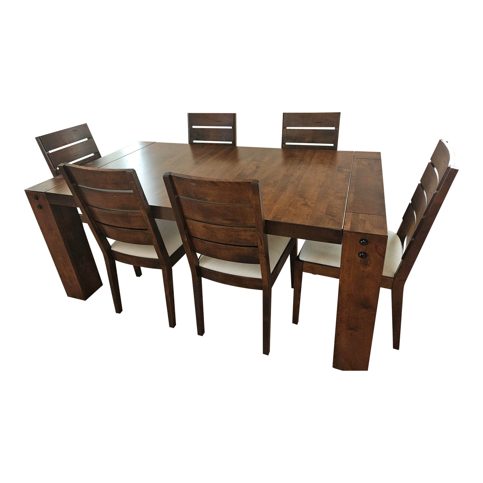 Canadel Loft/Industrial Solid Birch Dining Set of 7 | Chairish