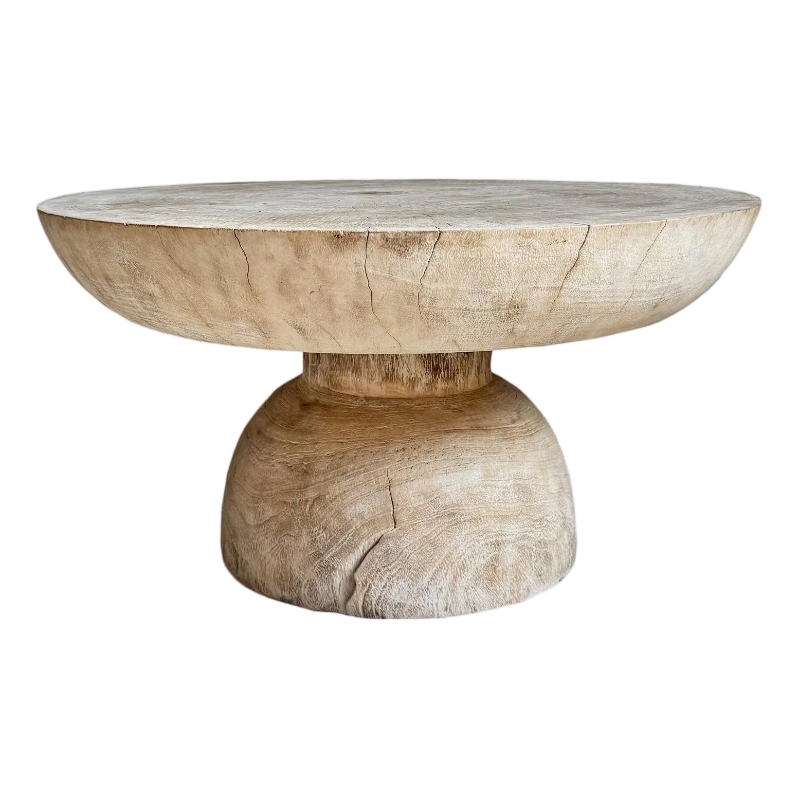Round Bleached Milan Coffee Table | Chairish