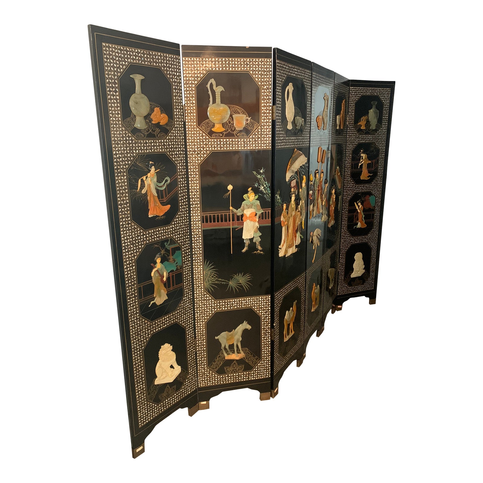 1980s Jade Stone Carving Screen - Authentic With Certificate | Chairish