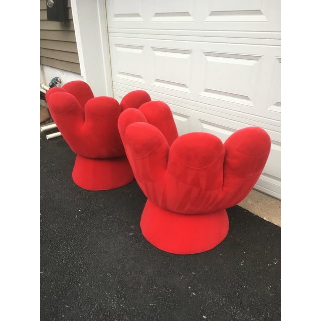 Vintage Contemporary Red Hand Chair- a Pair | Chairish