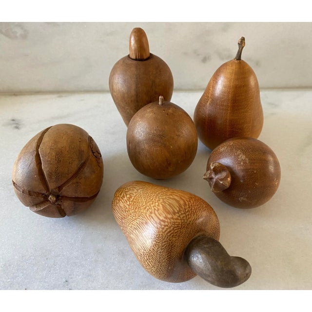 Vintage Carved Wood Fruit Collection - 6 Pieces | Chairish