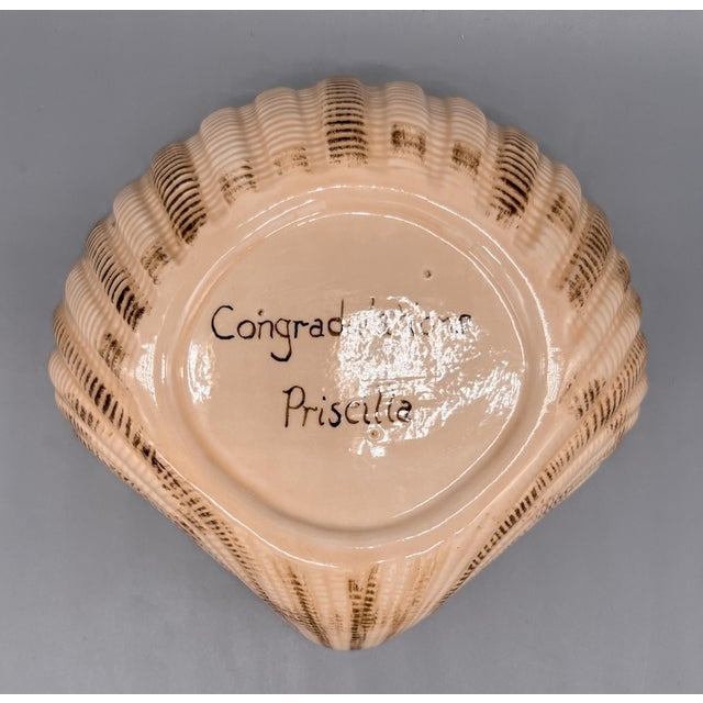 Vintage Ceramic Clam Shell Lidded Box | Chairish