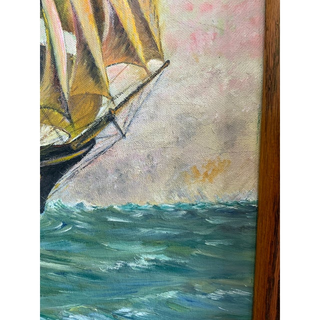 1950's Fred M. Thompson Ship Oil Painting | Chairish