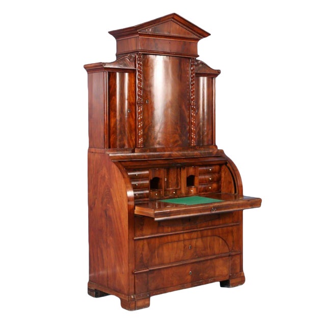 Antique 19th Century Danish Biedermeier Mahogany Cylinder Secretary Desk Chairish