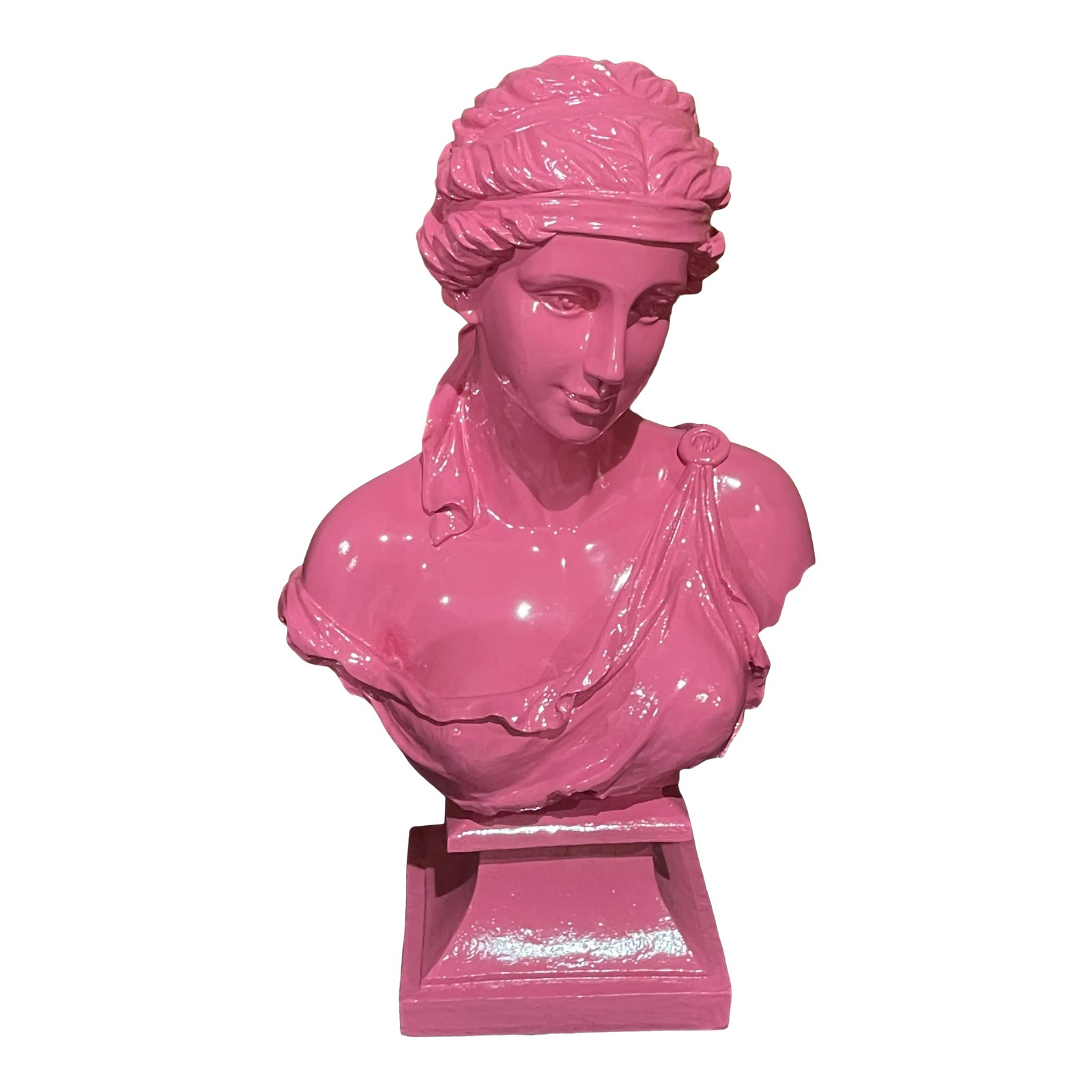 Late 20th Century Custom Pink Gloss Lacquer Finish Figural Bust of an ...