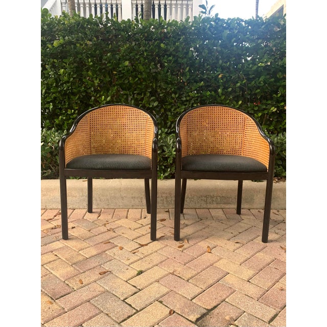 Ward Bennett Landmark Style Lounge Chairs in Wood and Cane, a Pair ...