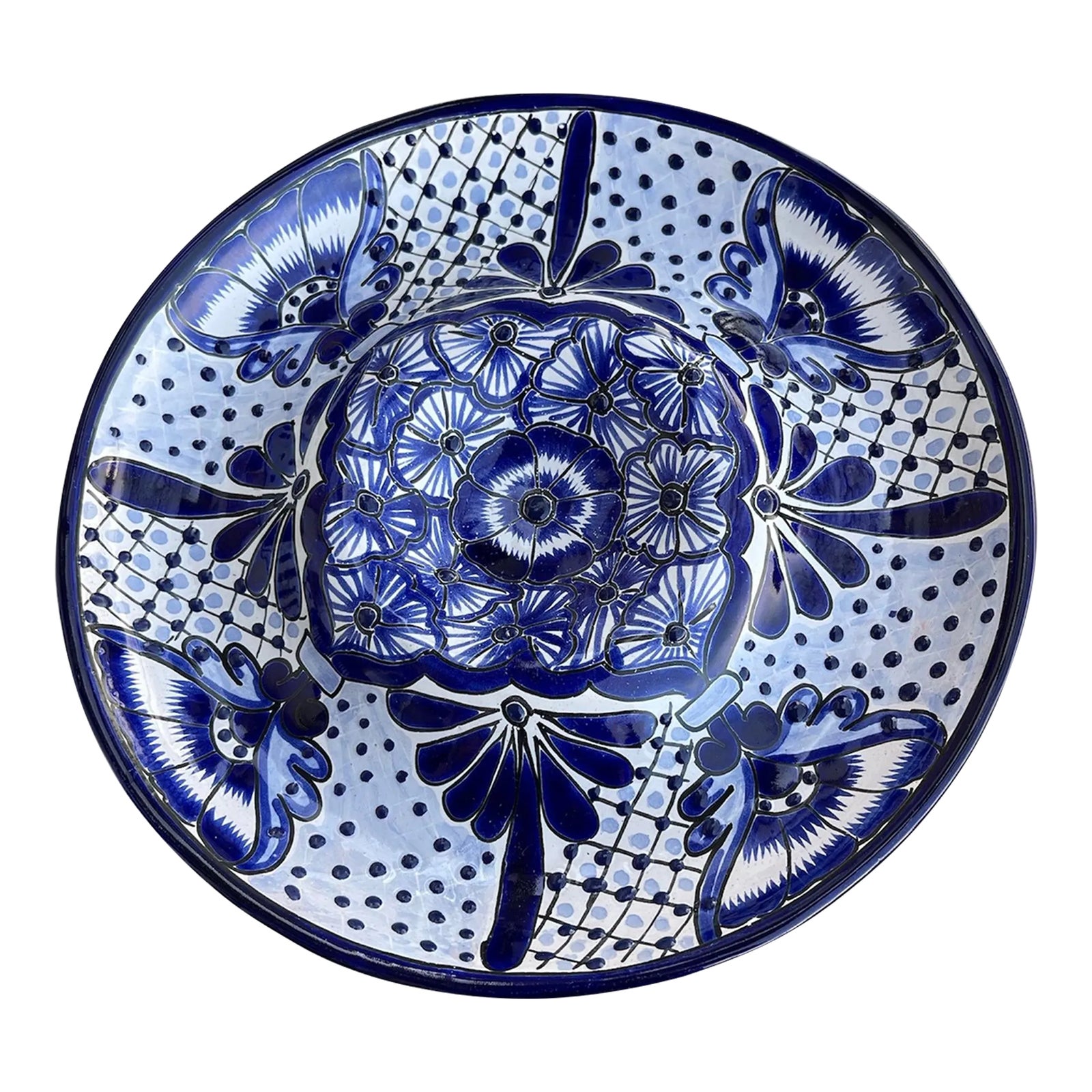 2000s Hand Painted Mexican Talavera Pottery Serving Platter | Chairish