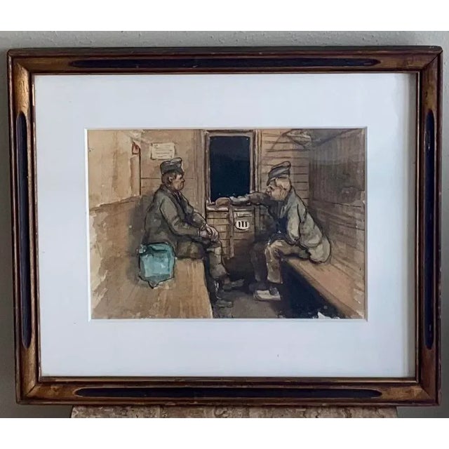 Theophile De Bock Listed Dutch Painter Rare Railway Watercolor | Chairish