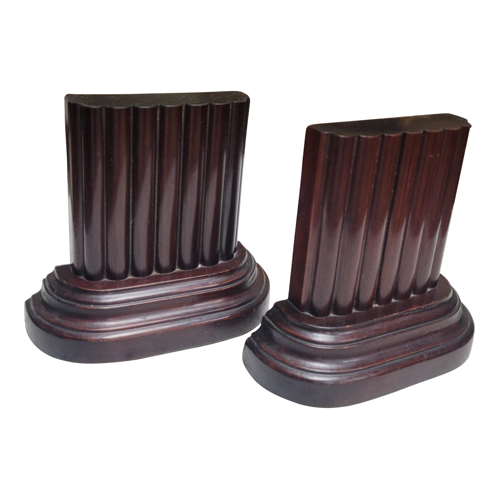 Pair of Classical Form Mahogany Column Bookends | Chairish