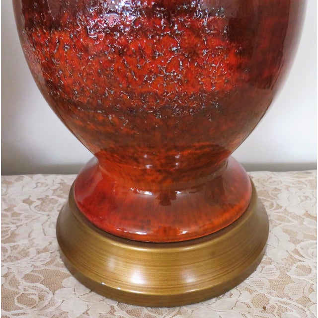 Pair of Royal Haegar Burnt Orange Ceramic Table Lamps Mid Century ...