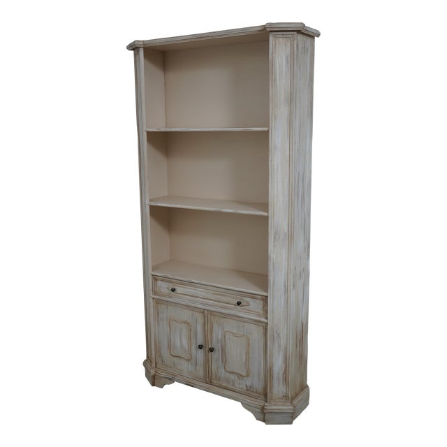 Old World Rustic Painted Finish Open Bookcase | Chairish
