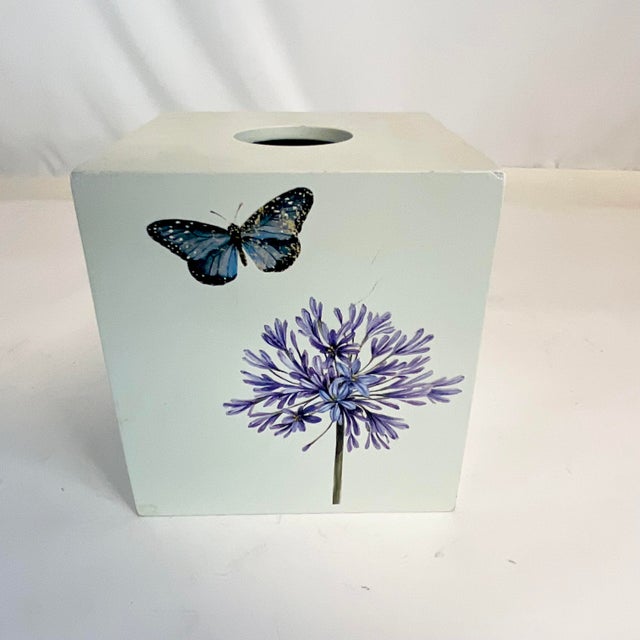 1990s Botanical Art Nouveau Allium, Lilac & Butterfly Tissue Box Cover ...