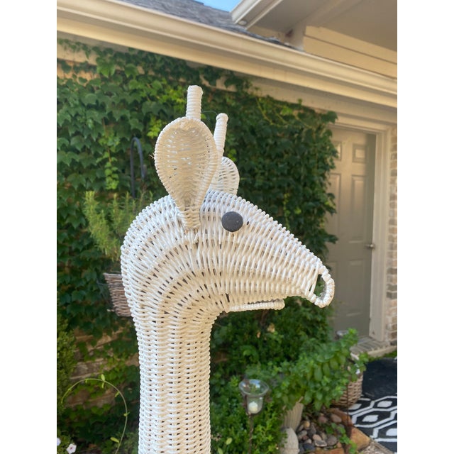 Vintage Tall White Wicker Giraffe Planter | Chairish