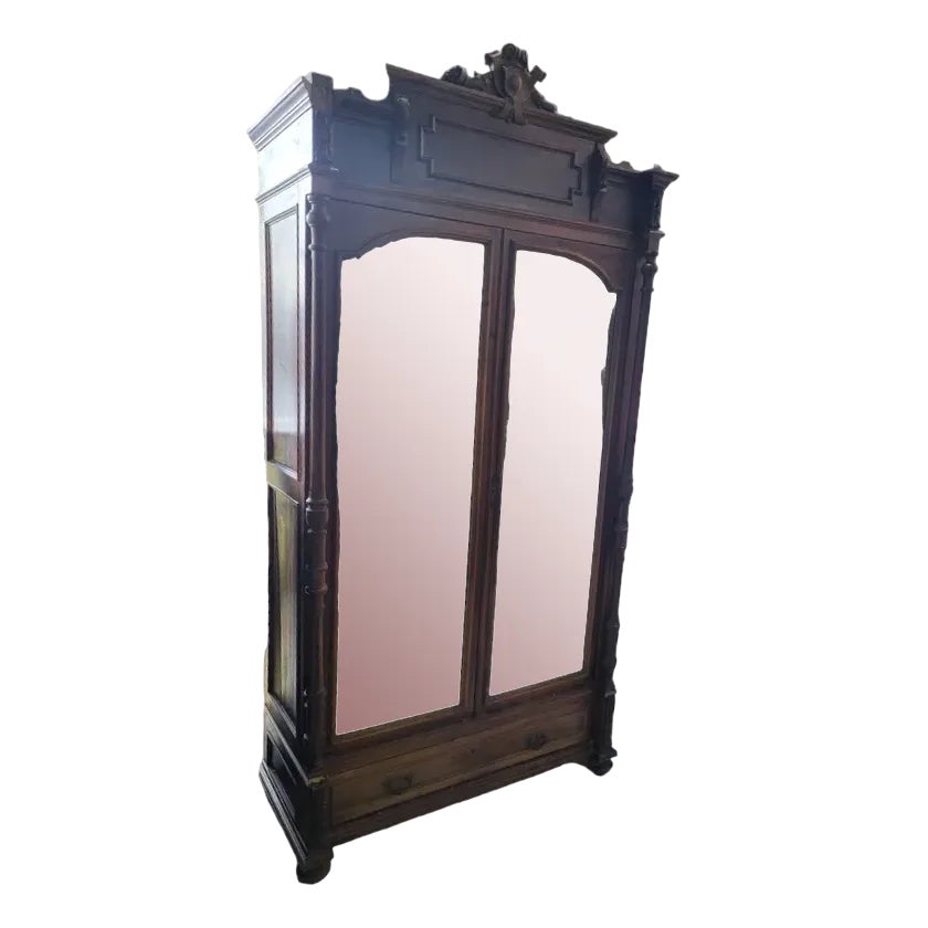 Antique Spanish Fernandino Mahogany Wardrobe with Bevelled Mirror ...