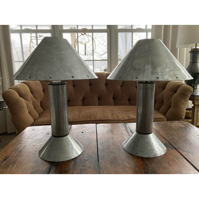 1970s Ron Rezek Metal Lamps - a Pair | Chairish