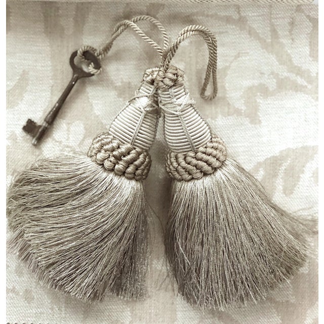 Key Tassels in Pewter With Looped Ruche Trim - a Pair | Chairish