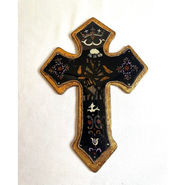 Italian Florentine Renaissance Reversed Painted Cross, Black, Red ...
