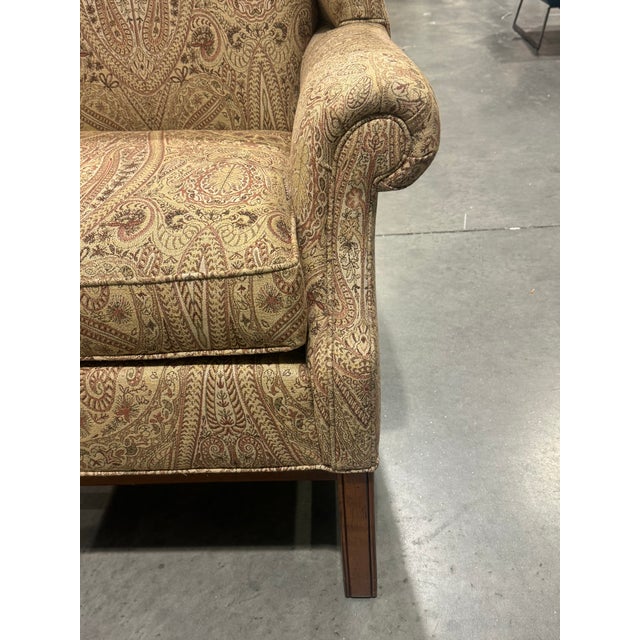 Ethan Allen Paisley Custom Wingback Chair | Chairish