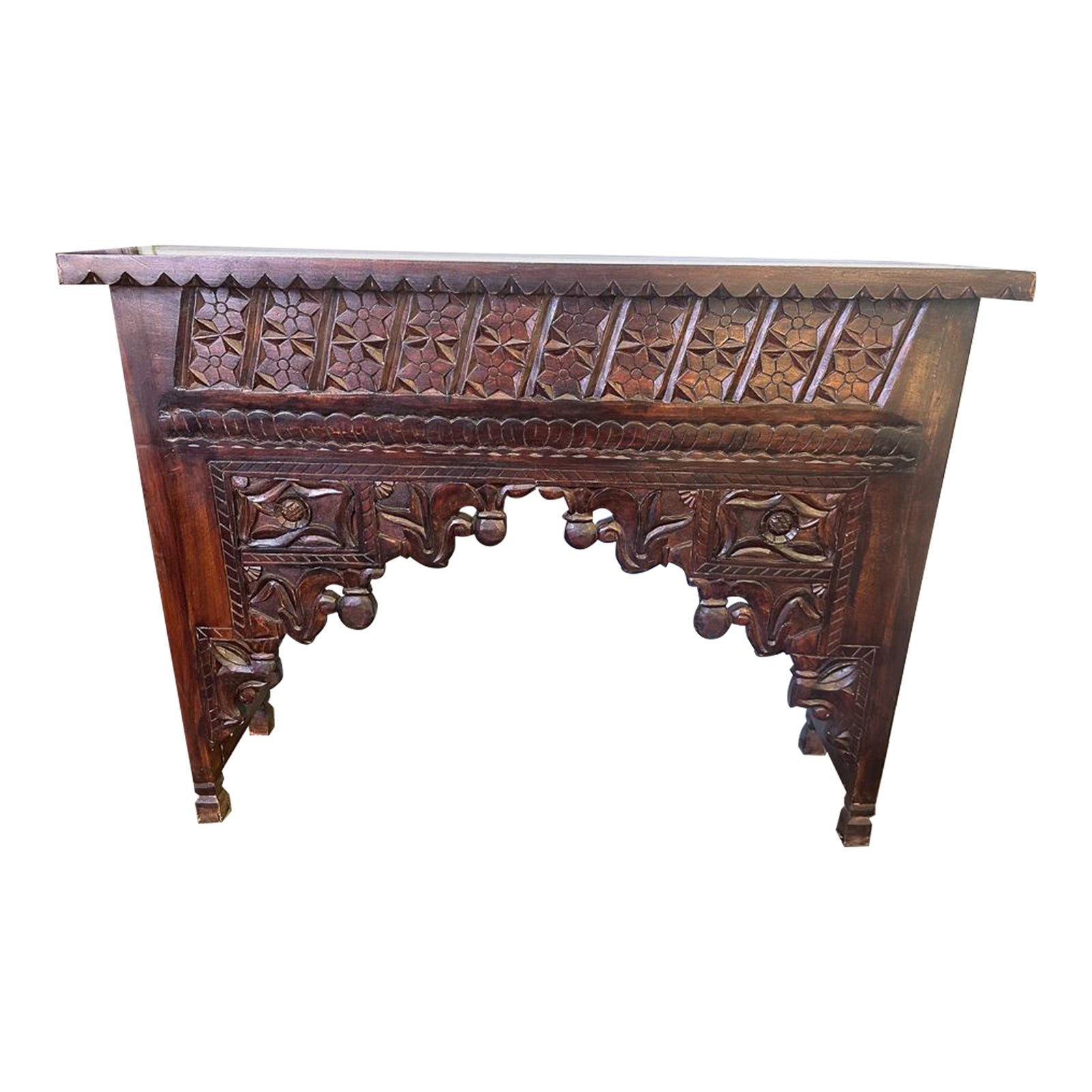 Antique Hand Carved Hall Console Table | Chairish