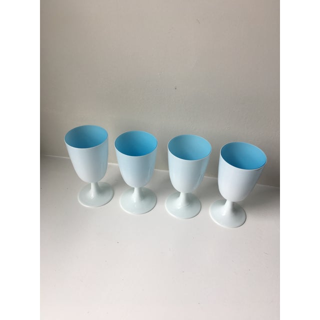 Blue And White Opaline Milk Glass Goblets Set Of 4 Chairish