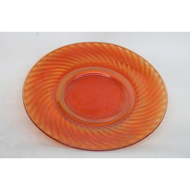 Carnival Glass Marigold Iridescent Optic Swirl Plate | Chairish
