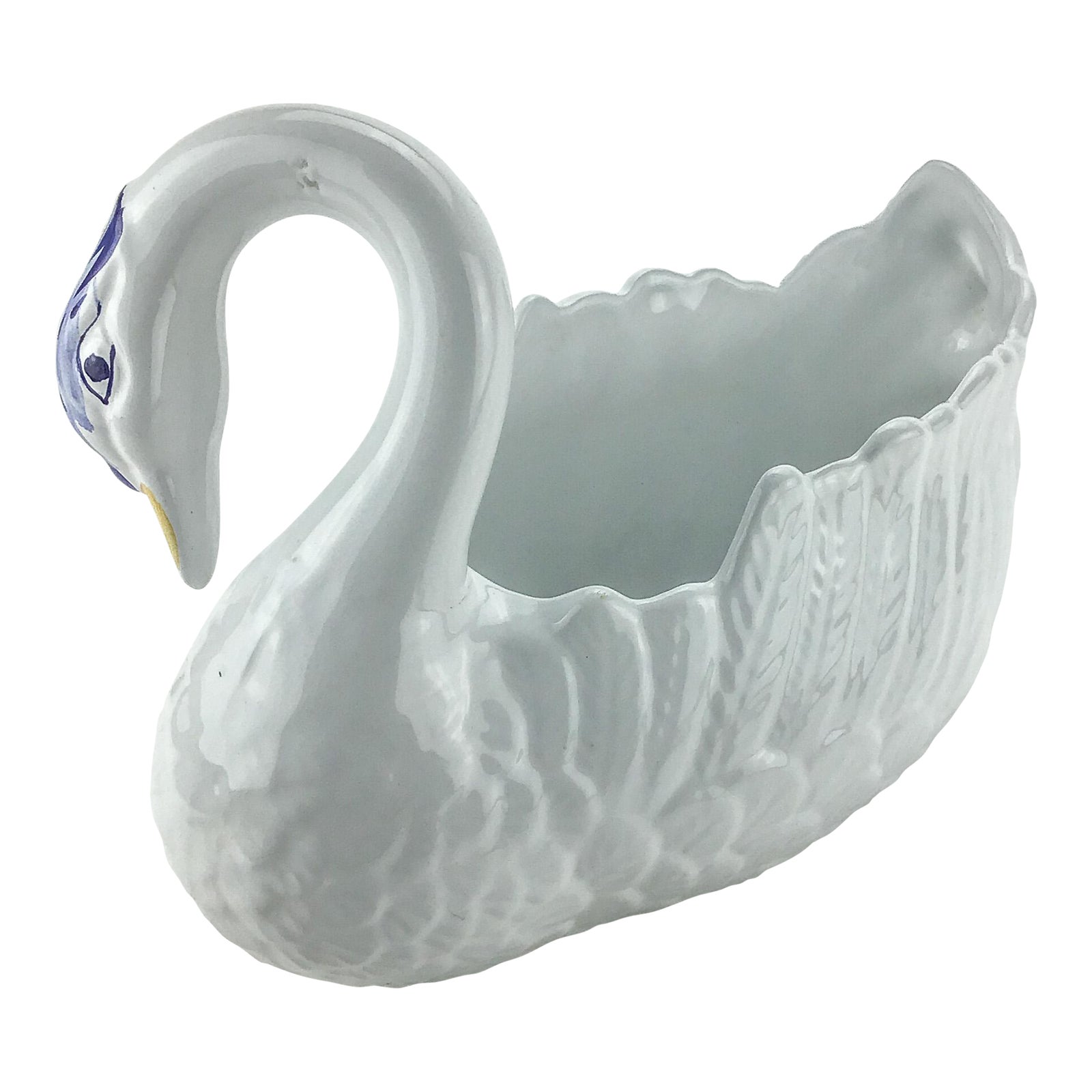 Large Vintage Ceramic Swan Planter | Chairish