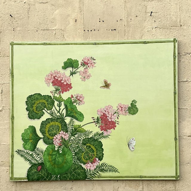 Vintage Regency Original Floral Oil Painting on Canvas | Chairish