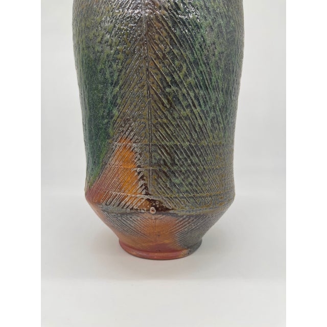 Late 20th Century Joseph Christensen Large Lidded Pottery Vessel | Chairish