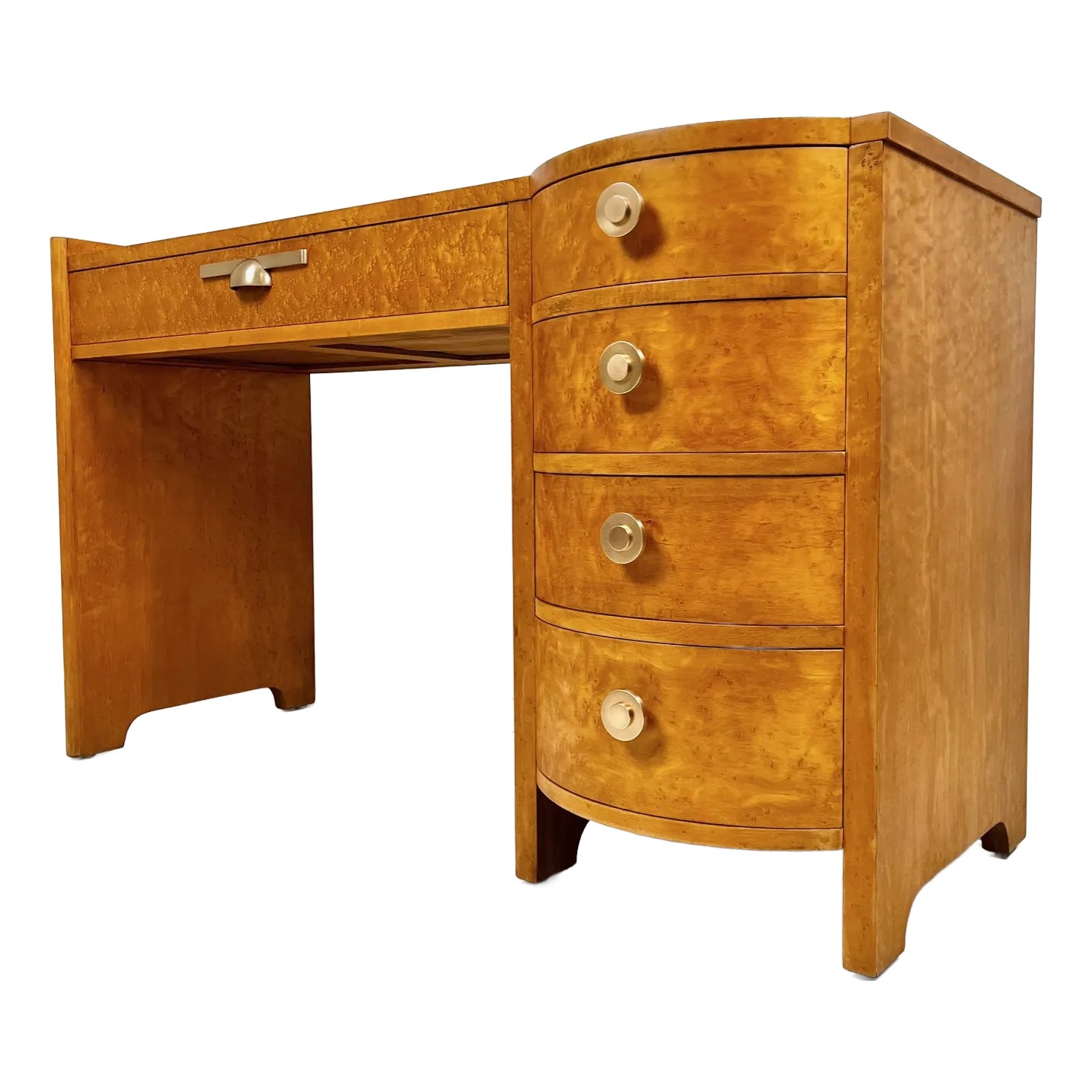Vintage Art Deco Birds Eye Maple Desk | Chairish