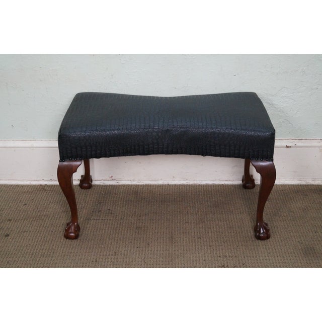 Mahogany Chippendale Style Claw Foot Bowtie Bench | Chairish