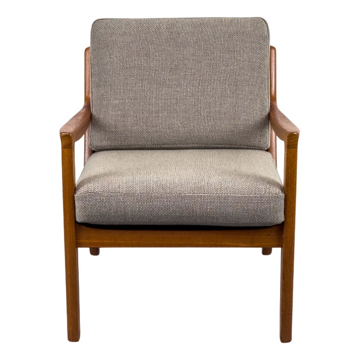 Danish Teak and Wool Senator Lounge Chair by Ole Wanscher for P ...