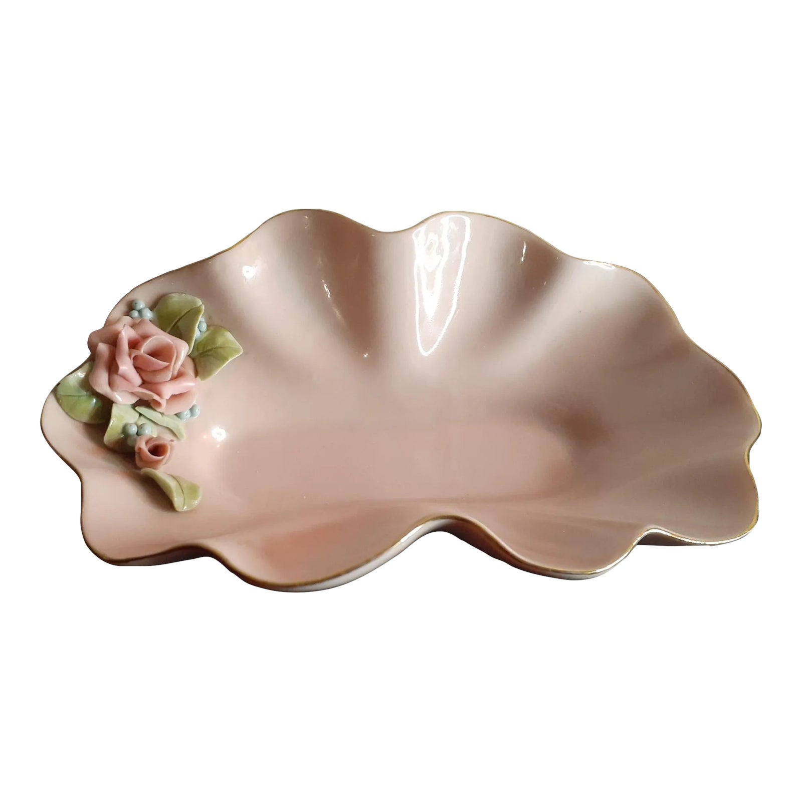 1960s Porcelain Beebe California Floral Ruffled Bowl | Chairish
