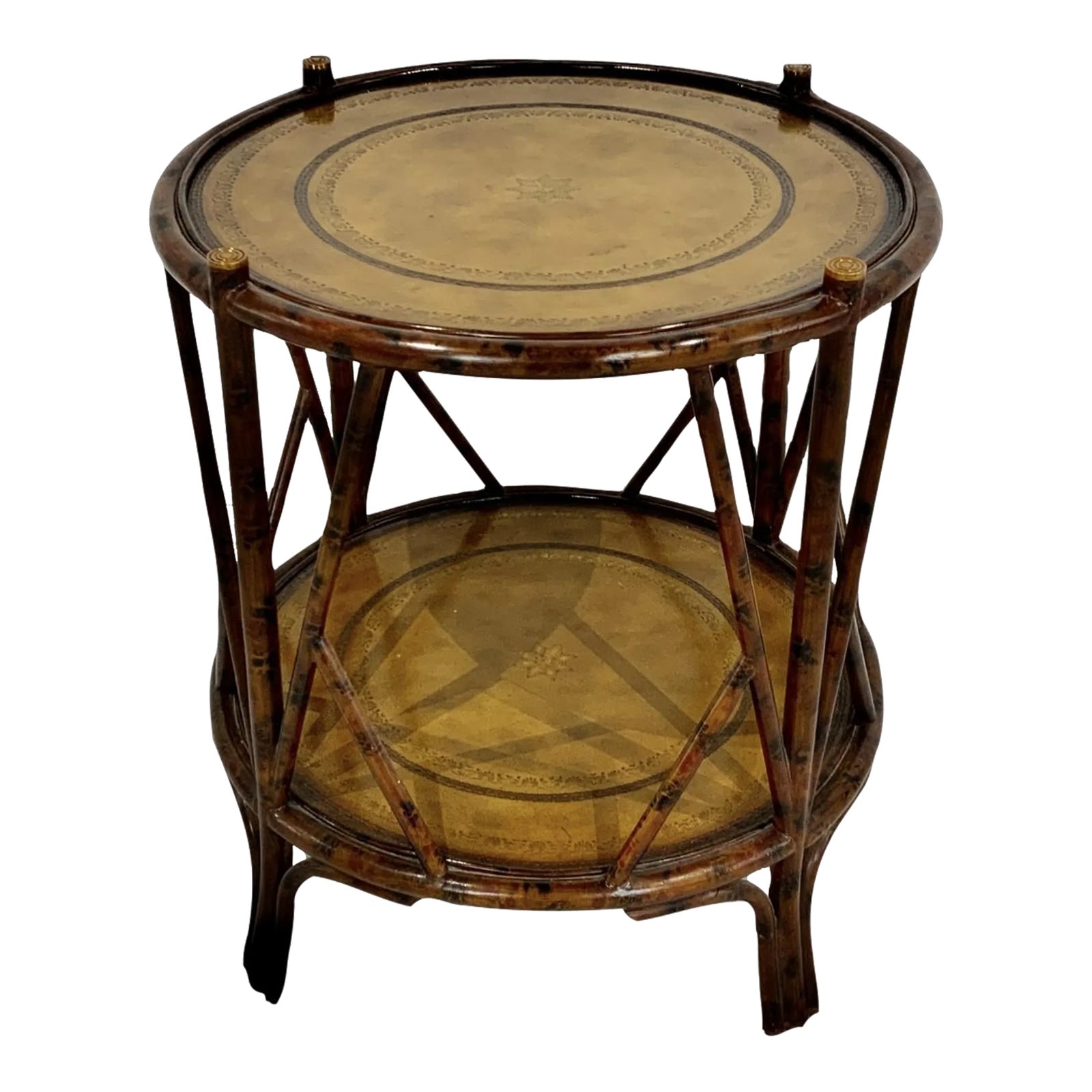 Vintage Maitland-Smith Faux Bamboo British Colonial Style Leather Top ...