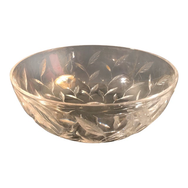 Art Deco Cut Crystal Bowl, Stamped Stuart England, Circa 1950 | Chairish