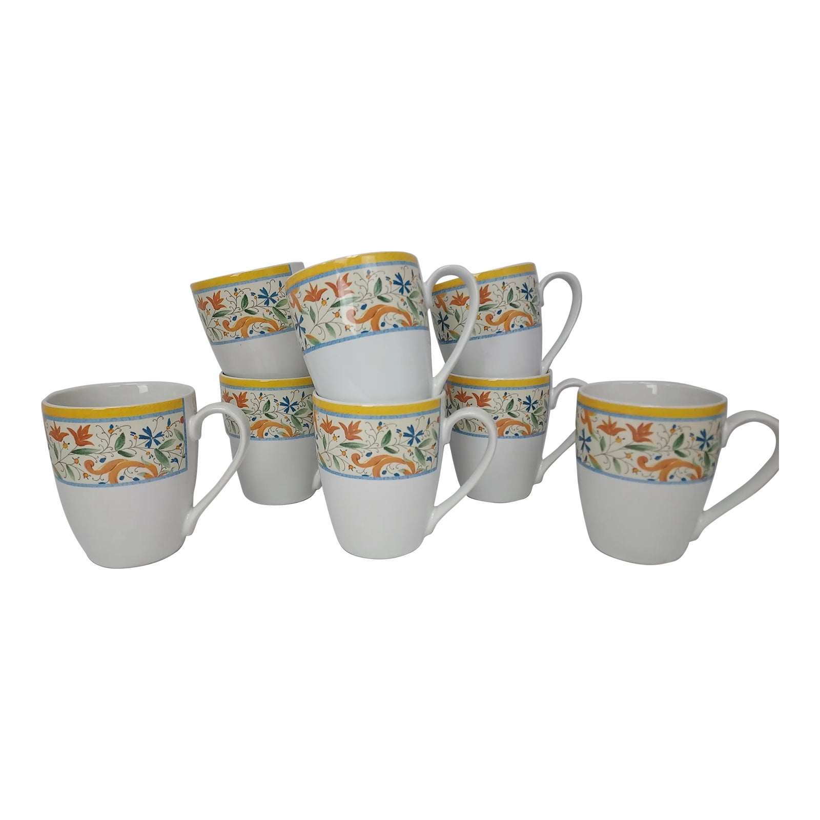 Vintage Lenox Rustica Accent Coffee Mugs, Set of 8 | Chairish