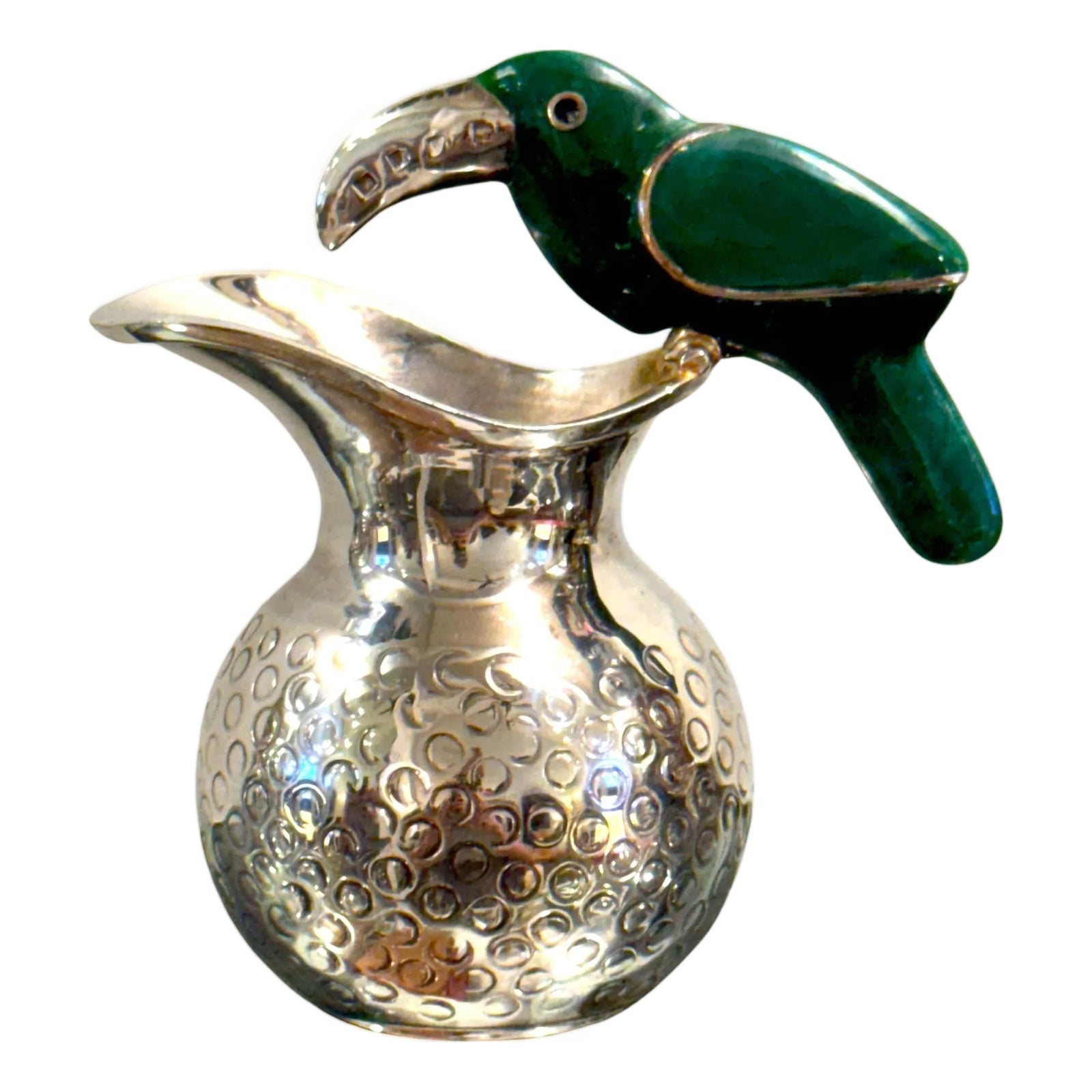Mid-Century Mexican Silverplate & Malachite Parrot Pitcher, Style Los ...