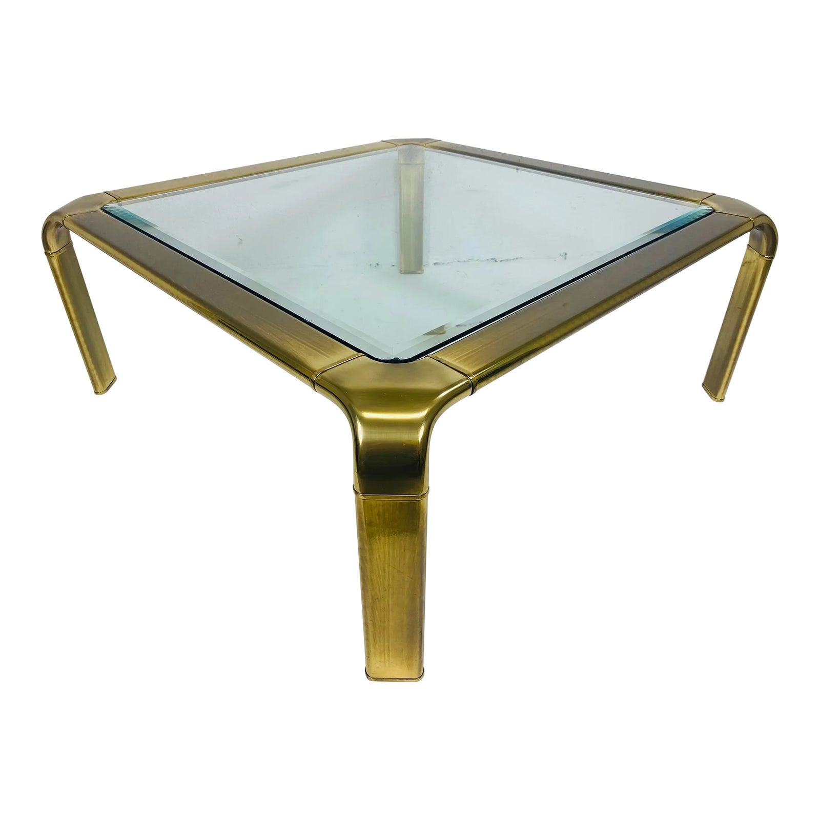 Mid Century Vintage Solid Brass Cocktail Table by Mastercraft. | Chairish