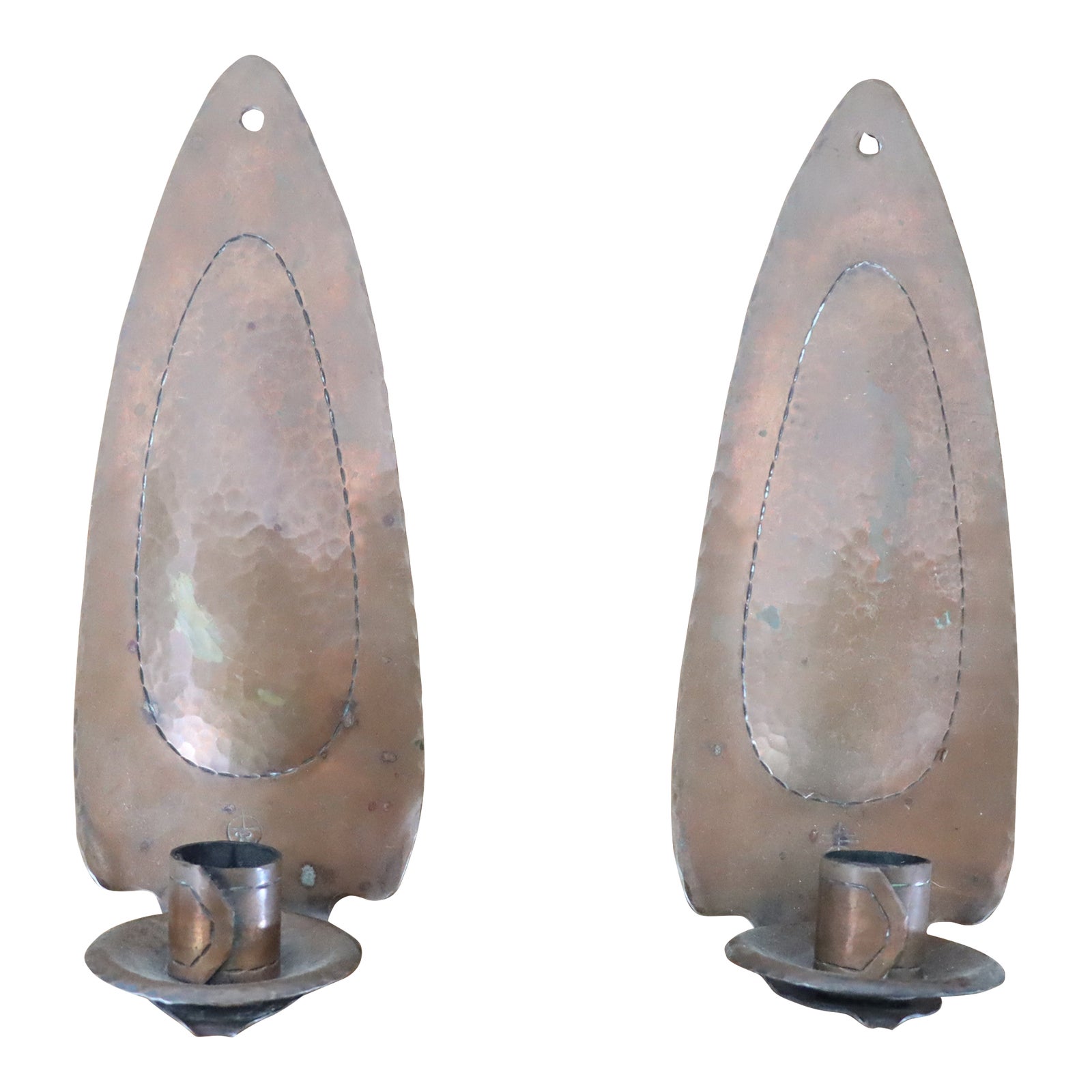 Roycroft Arts & Crafts Copper Wall Sconces | Chairish