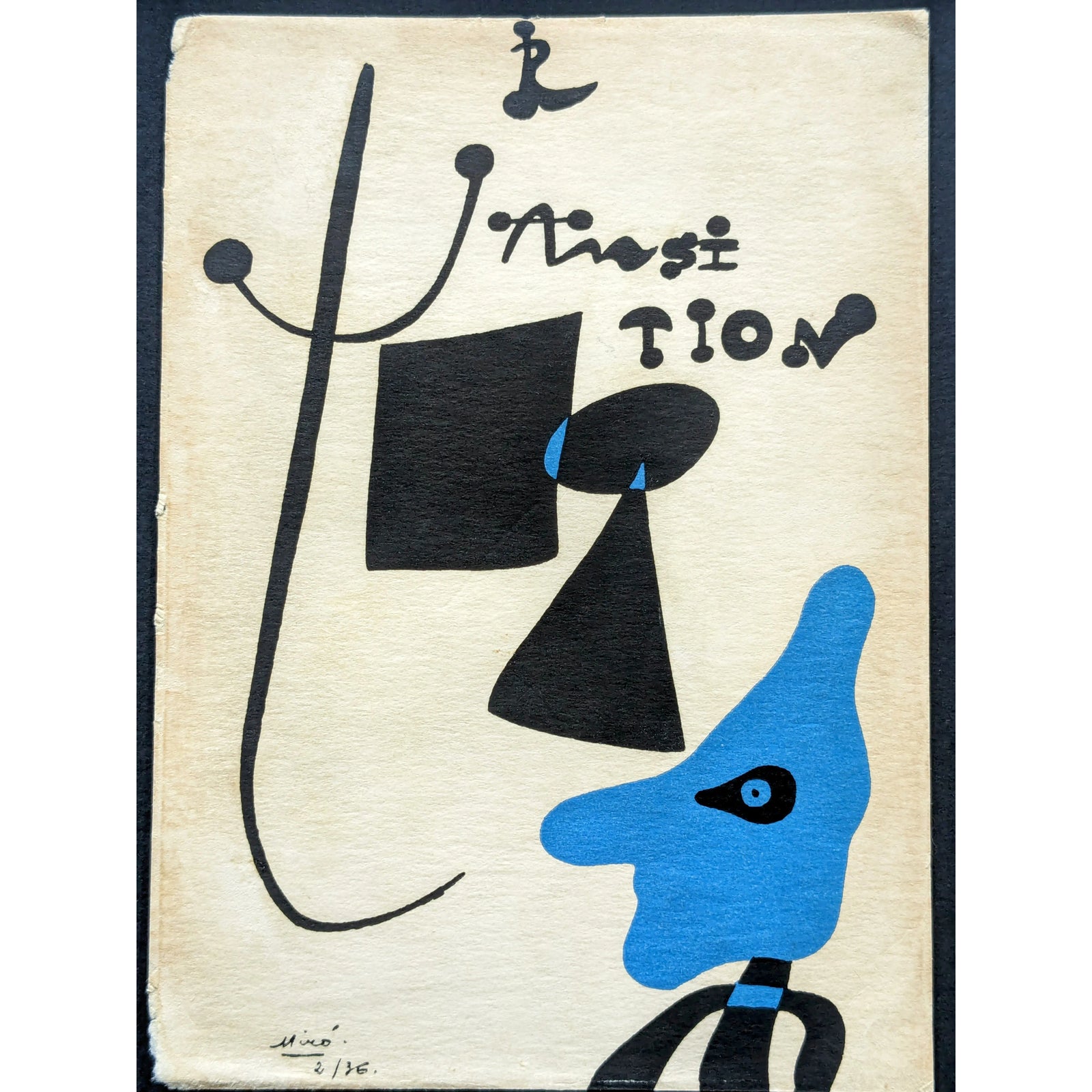 Joan Miro, Transition / Surrealist Character, Lithograph, 1936 | Chairish