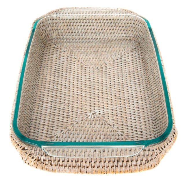 Artifacts Rattan Rectangular Pyrex Holder | Chairish