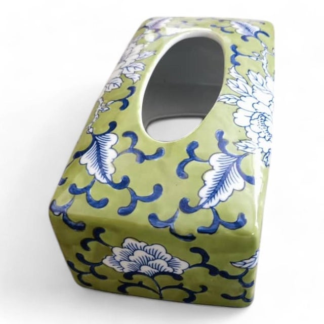 Chinese Hand-Painted Porcelain Ceramic Tissue Box - Floral Green by ...
