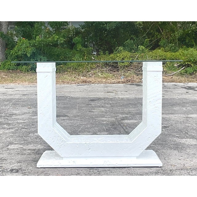 Vintage Coastal Plaster Console Table | Chairish