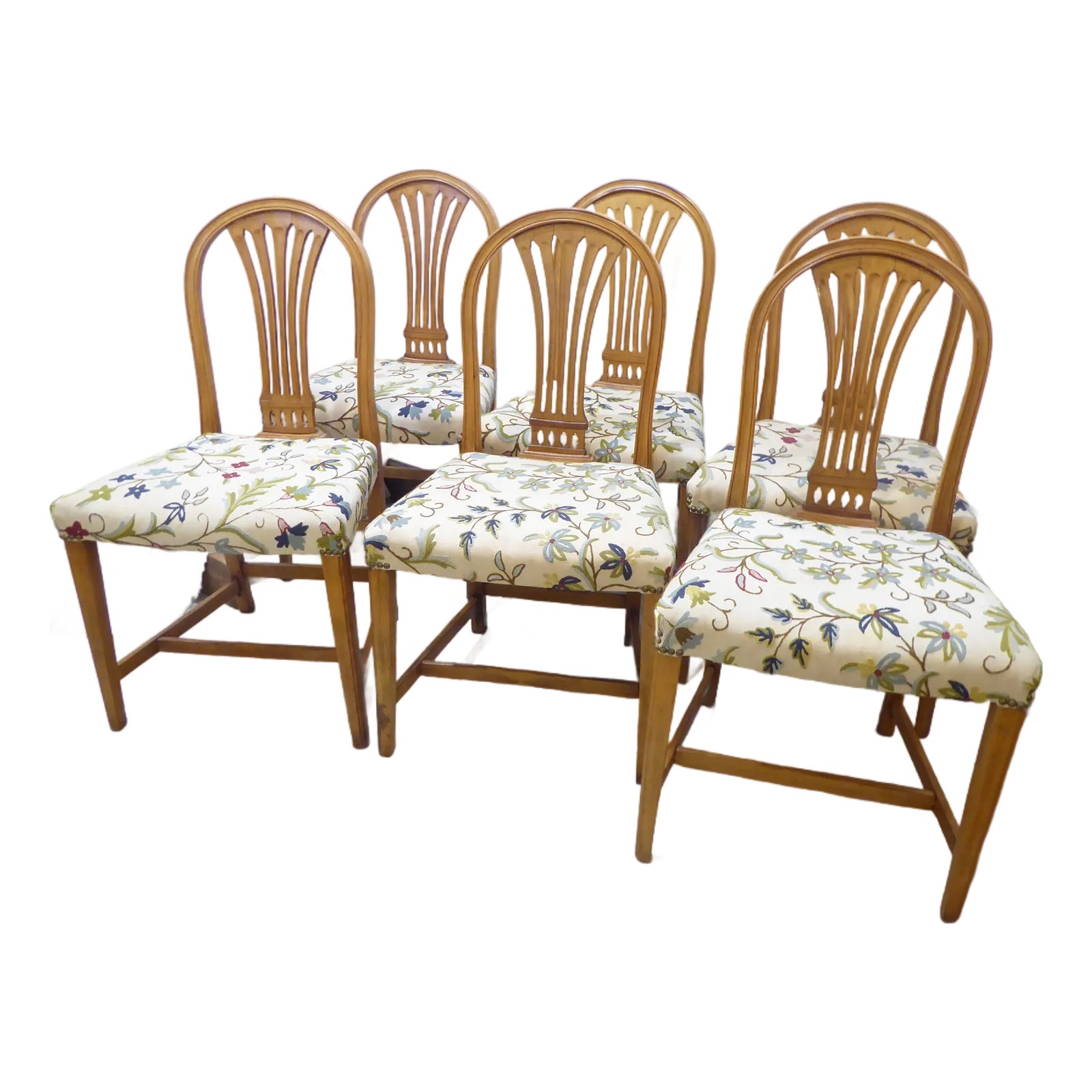 Continental Hardwood Dining Chairs Set 6 Chairish