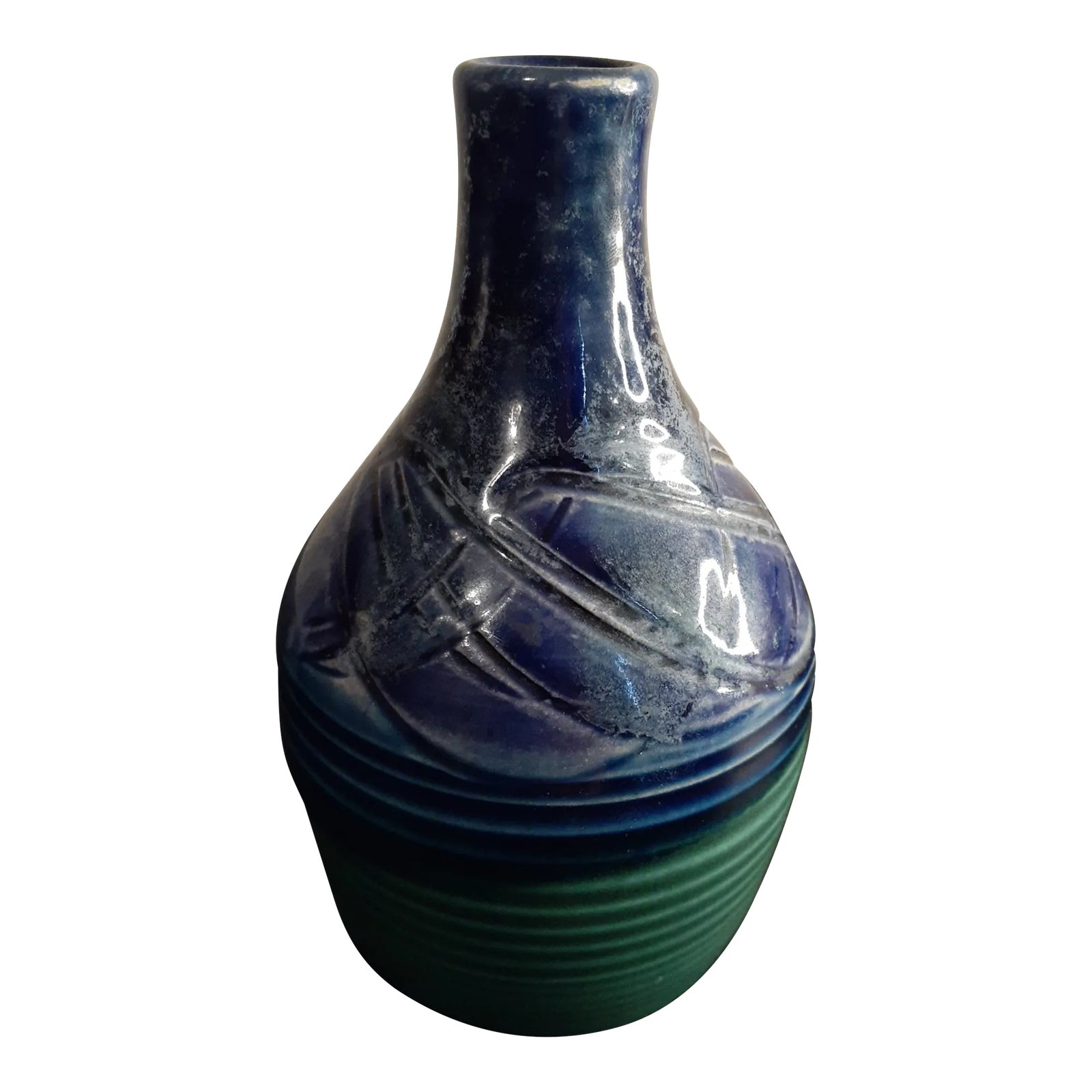 Vintage Dryden Arkansas Pottery Blue Bud Vase | Chairish