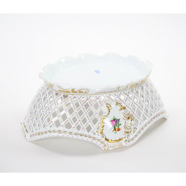 Large Herend Hungarian Porcelain Reticulated Centerpiece Floral Motif ...