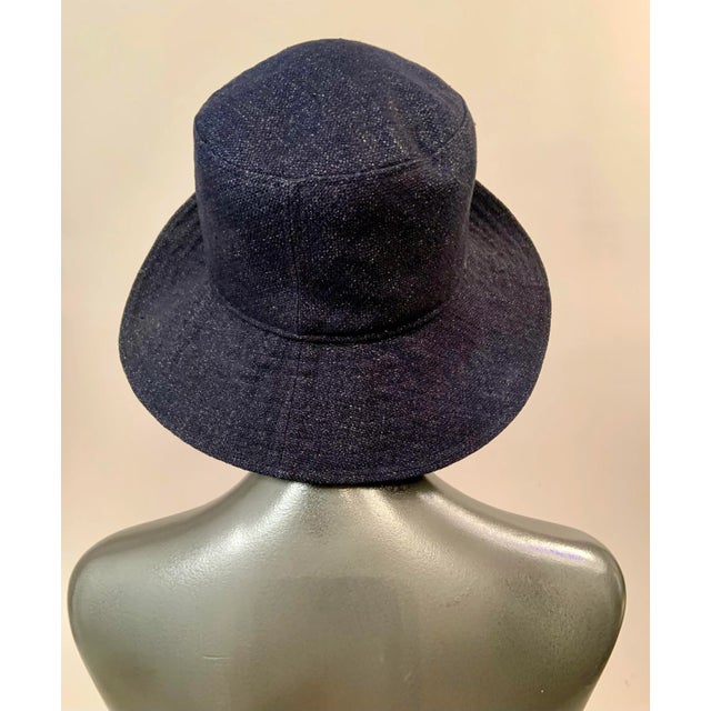 Chanel Dark Blue Denim Hat With Quilted Brim | Chairish