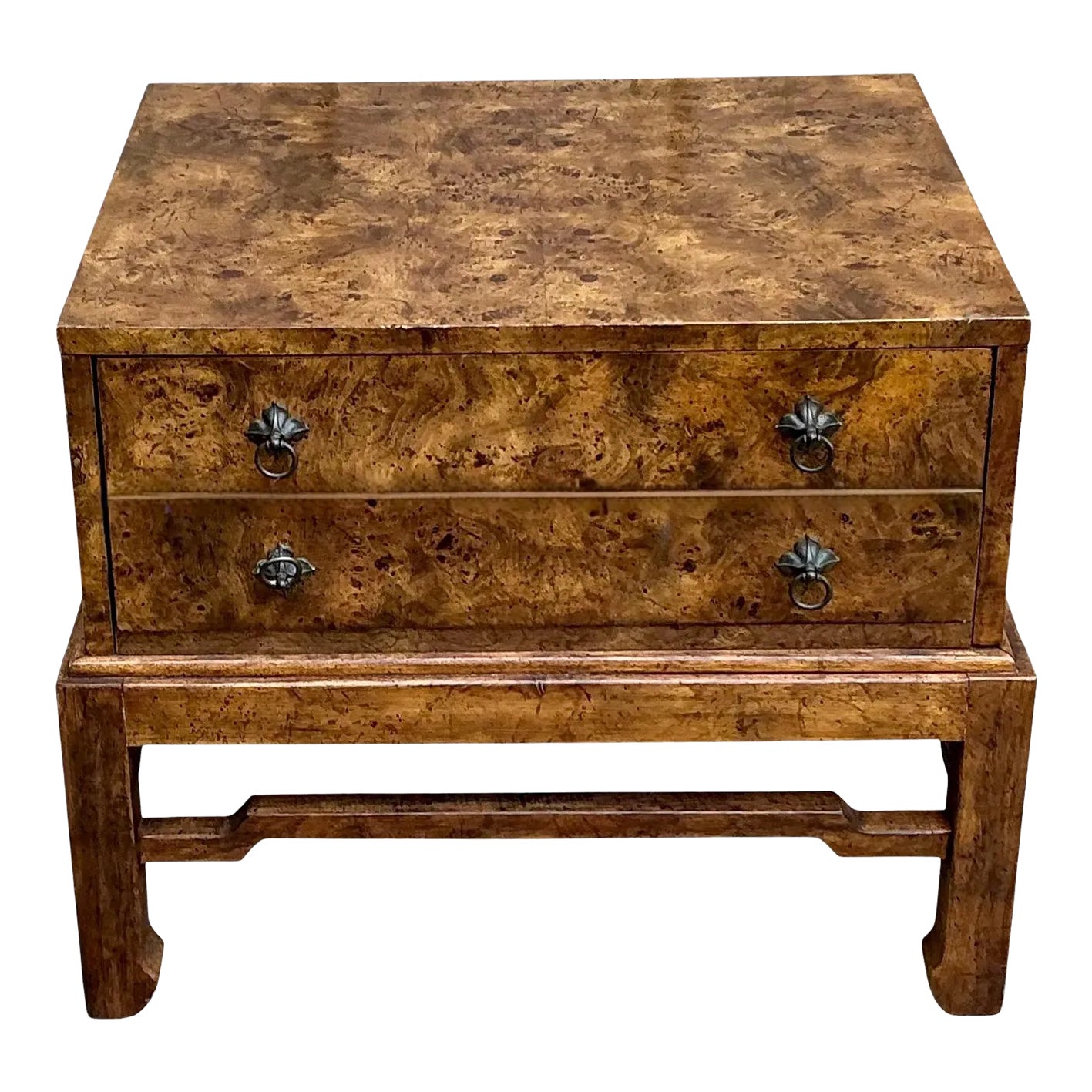 1970s American of Martinsville Burl Ming Style Side Table / Box on ...