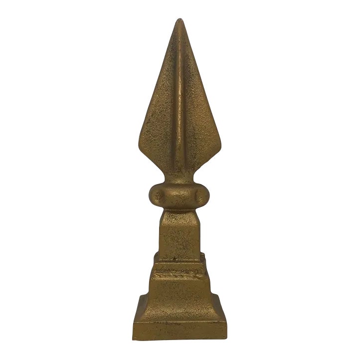 Contemporary Decorative Cast Iron Gold Painted Arrow Finial | Chairish